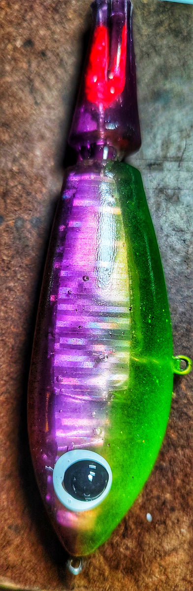 Broken Back Corky - Purple Back Chartreuse Belly – Steve's Lures