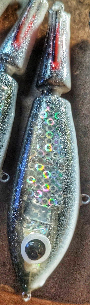Broken Back Corky- Holo Black back White Belly – Steve's Lures